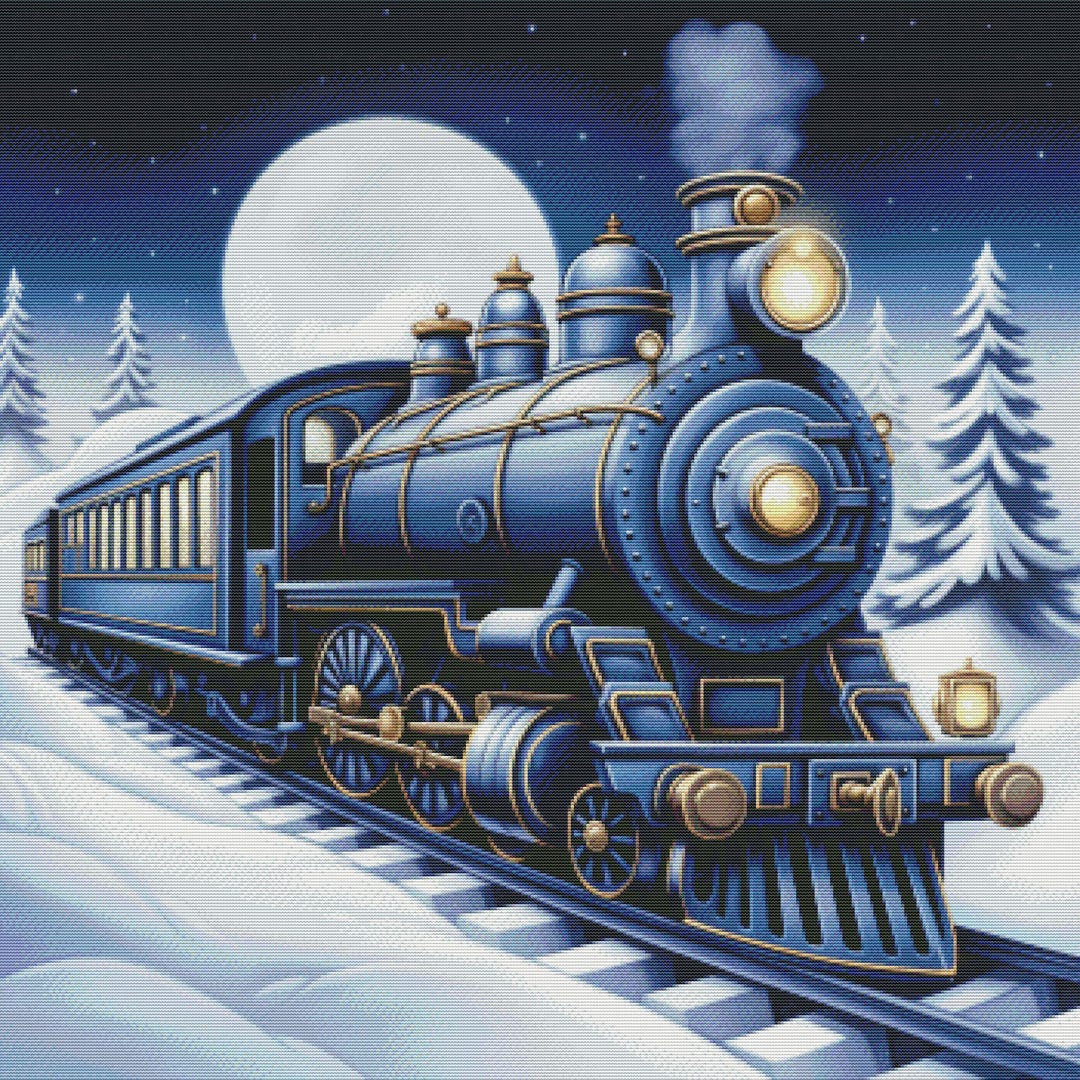 Winter Train - PDF Counted Cross Stitch Pattern . Digital Design ...