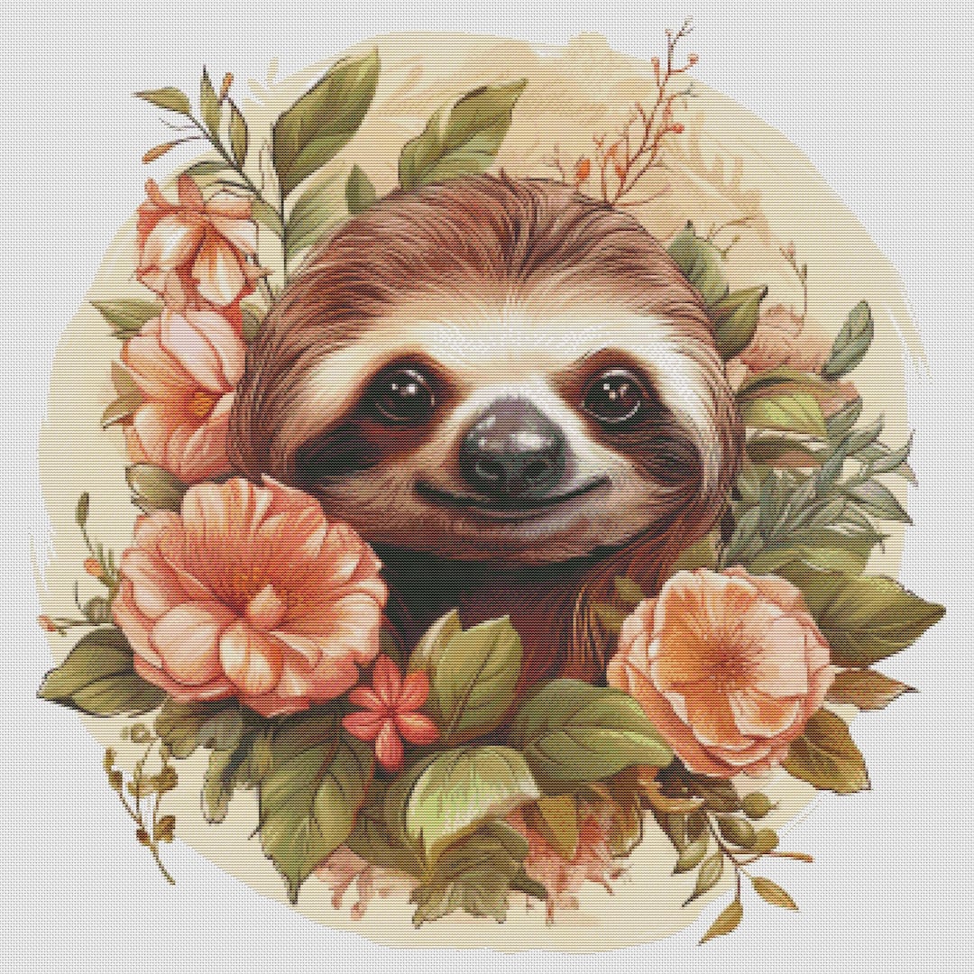 Cute Baby Sloth - Counted Cross Stitch Pattern . Digital Design ...
