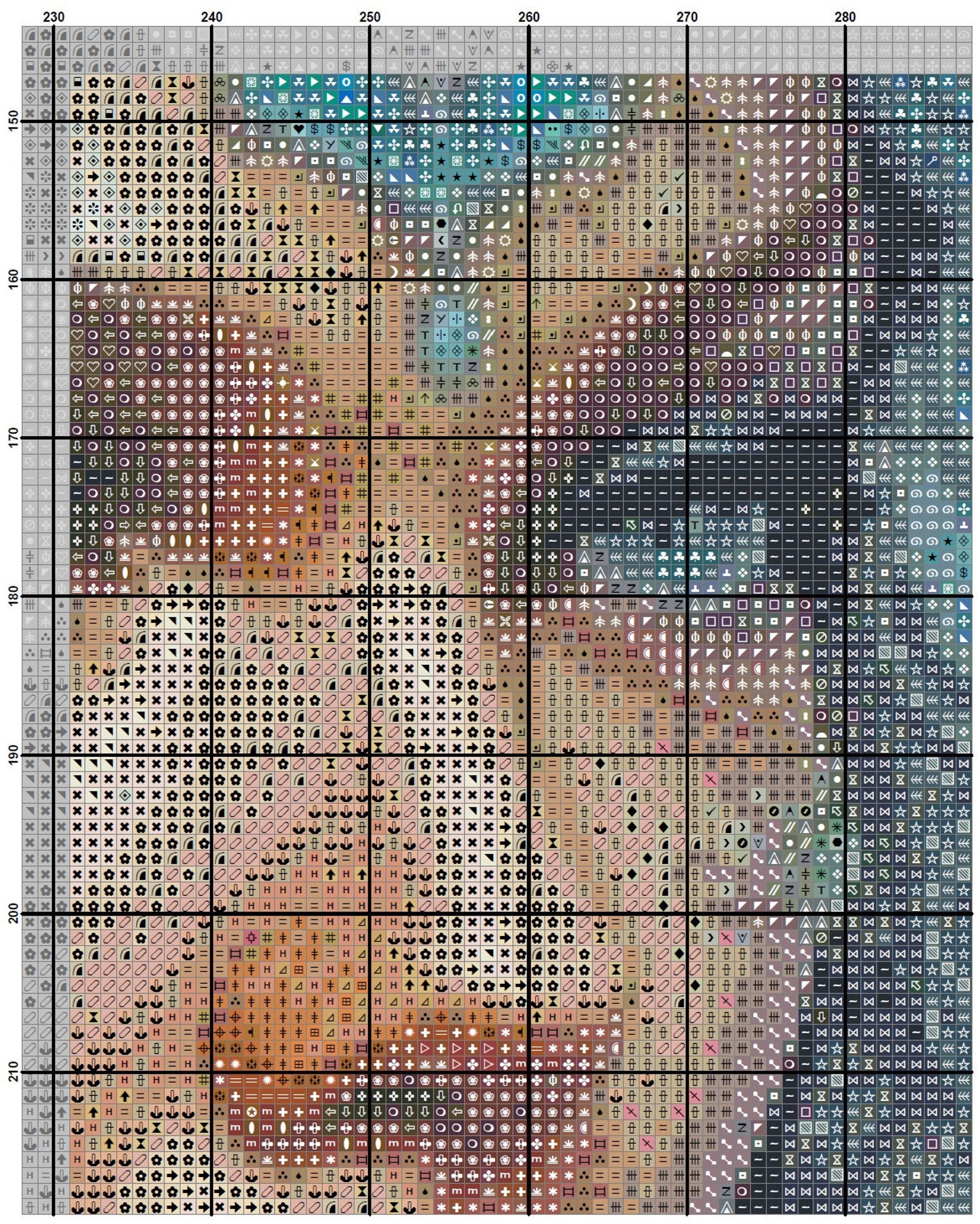 Mermaid PDF . Counted Cross Stitch Pattern . Digital Design . Instant ...