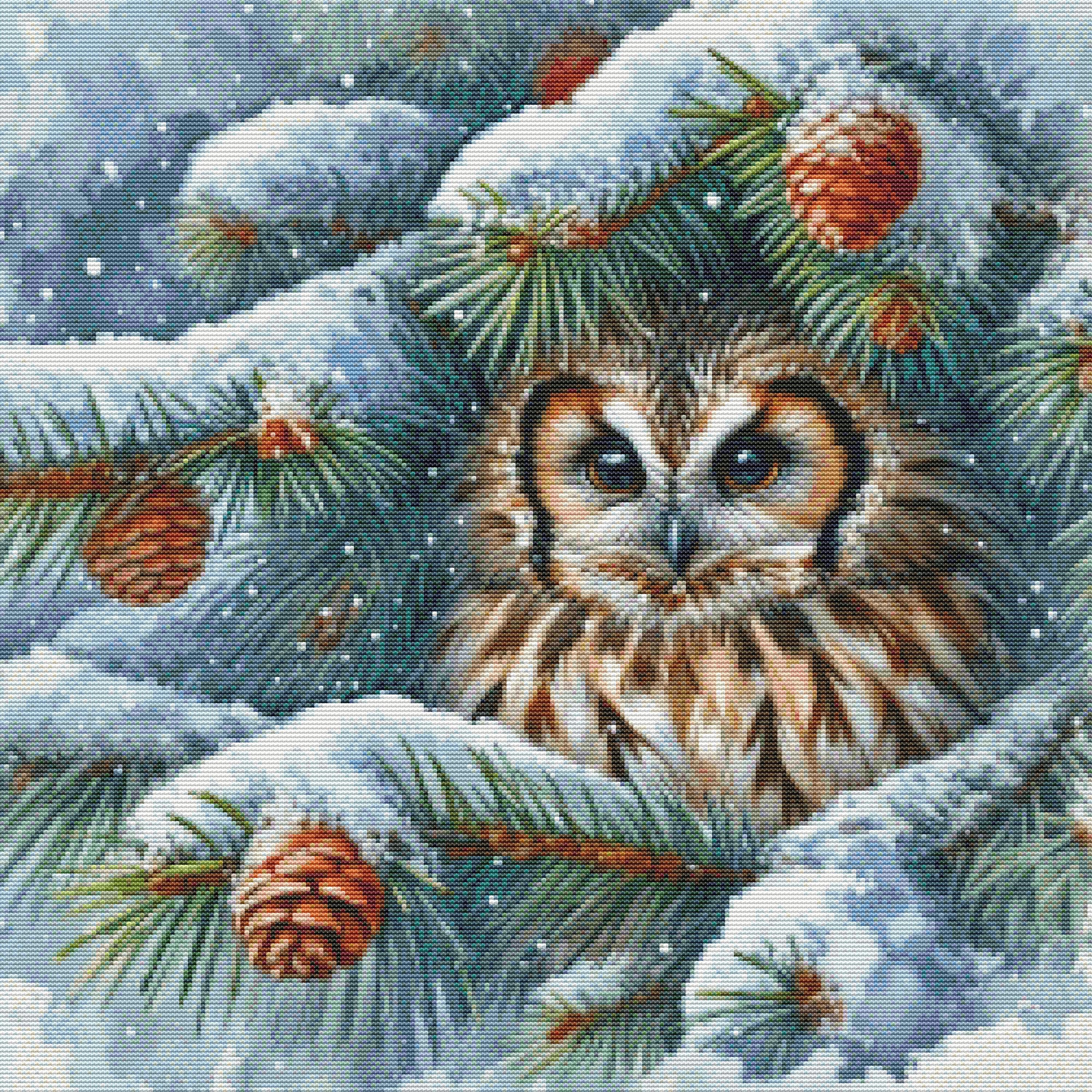 Winter Owl - PDF . Counted Cross Stitch Pattern . Digital Design ...