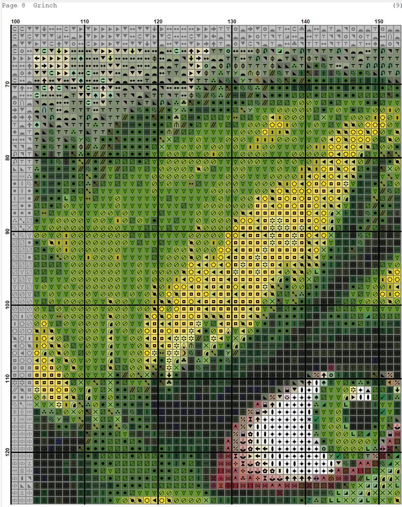 Grinch - PDF . Counted Cross Stitch Pattern . Christmas Digital Design ...