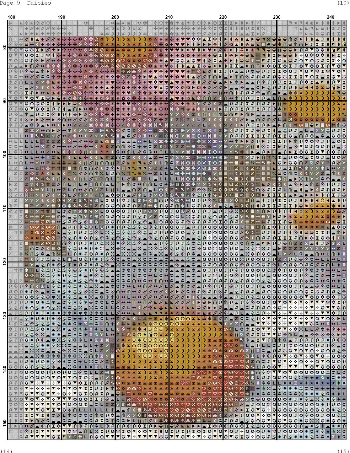 Daises Flower Bouquet - PDF . Counted Cross Stitch Pattern . Flowers ...