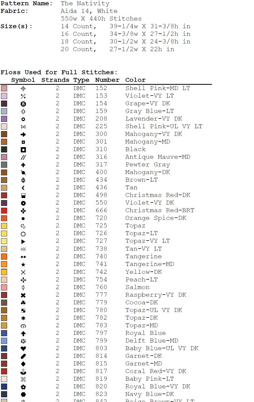 Nativity PDF . Counted Cross Stitch . Pattern . Chart . Digital Design ...