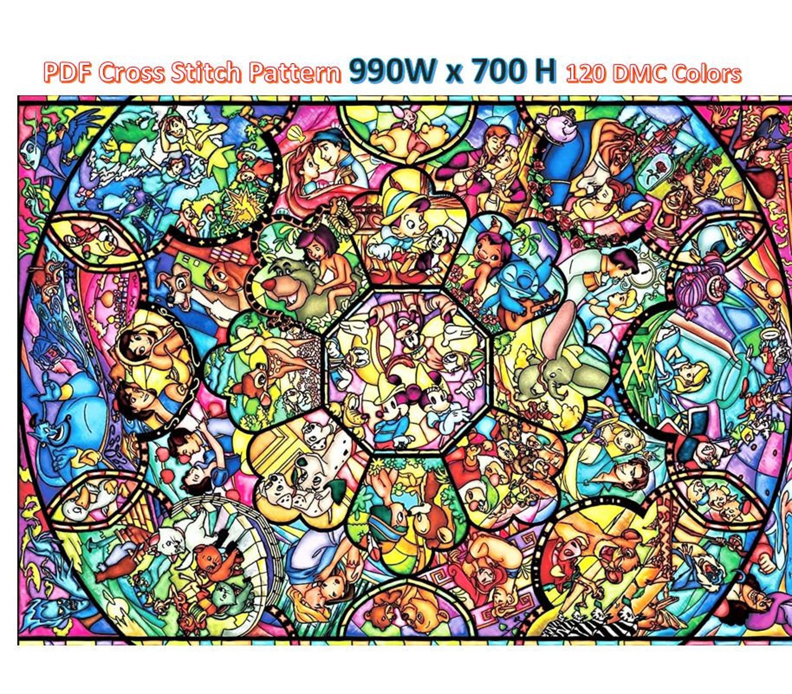 Disney Characters PDF . Counted Cross Stitch Pattern . | Etsy UK