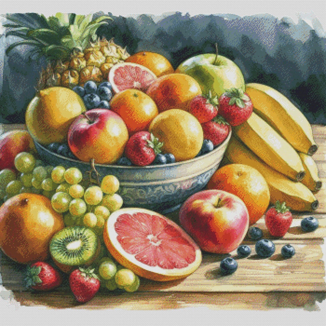Fruit Bowl - PDF . Counted Cross Stitch Pattern . Digital Design ...