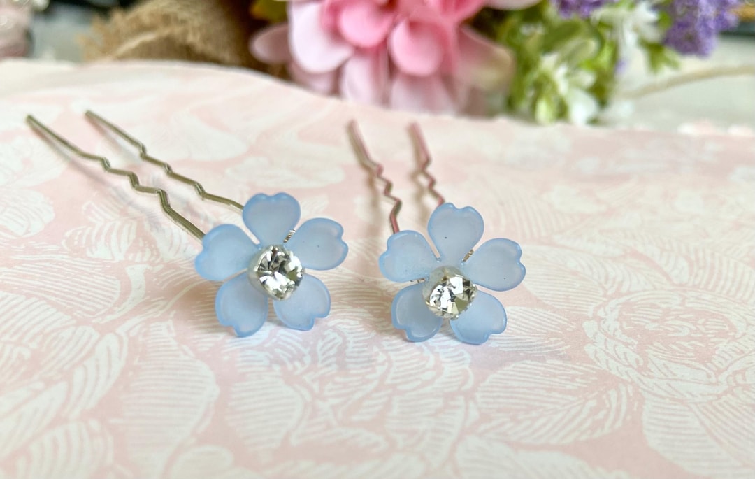 Something Blue Bridal Hair Pins Swarovski Preciosa Pearls & Rhinestone ...