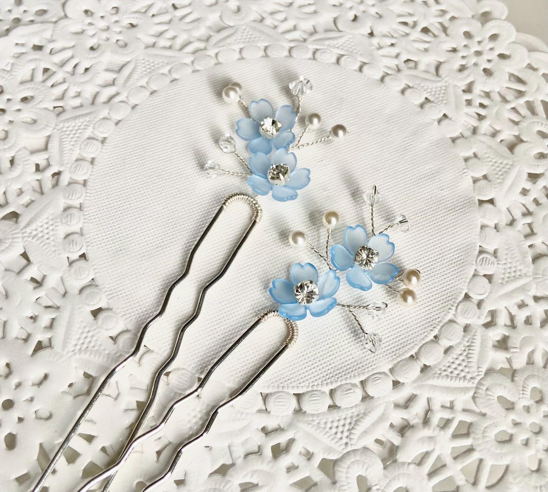 Something Blue Bridal Hair Pins: Swarovski Crystals & Preciosa Pearls ...