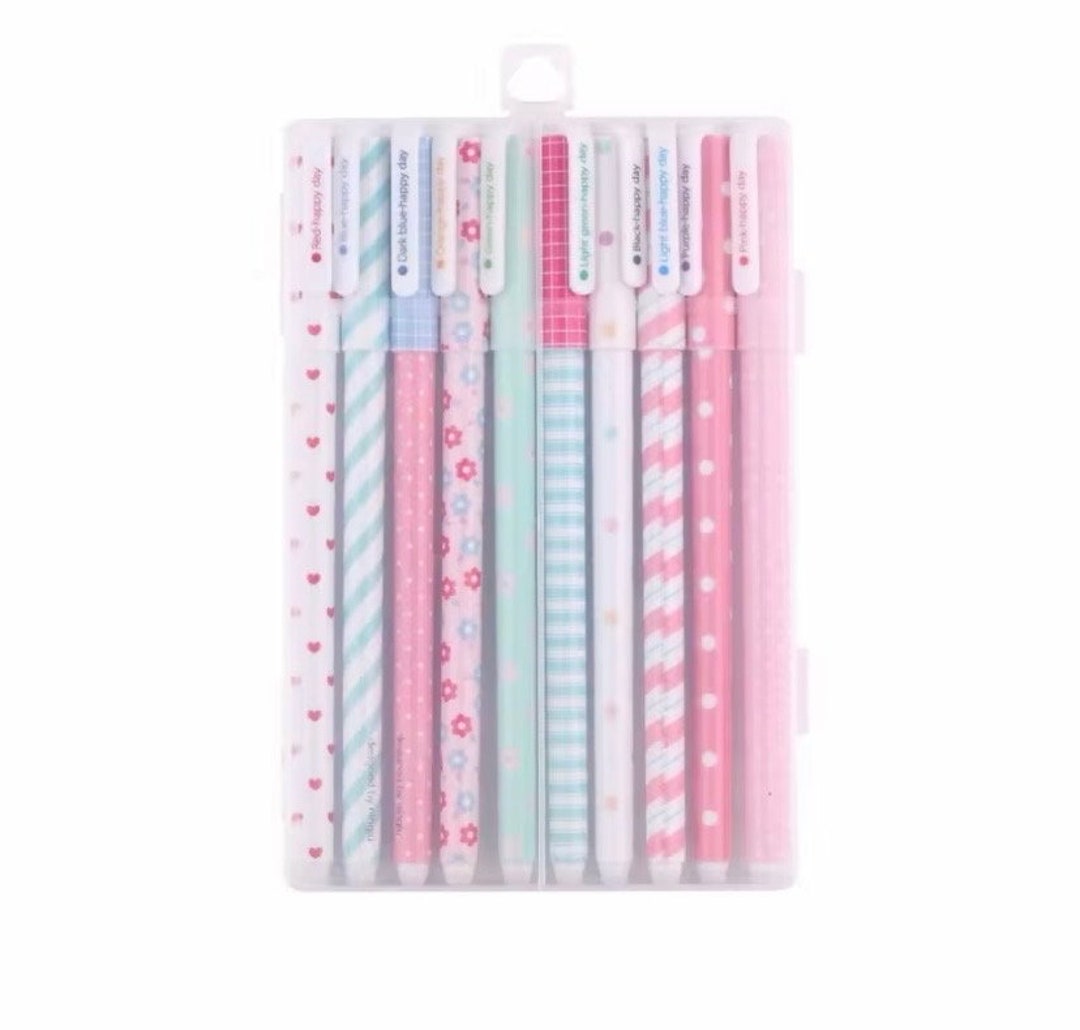 10 Piece Pen Set Colourful Pens Pretty Pen Set Colourful Ink Different ...