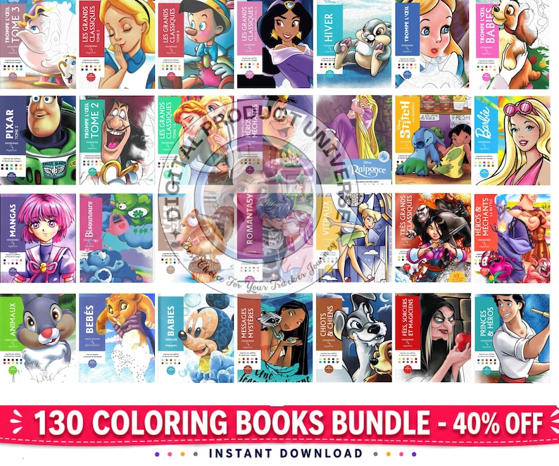 Disney Coloring Books Mega Bundle | 130+ Mystery Color by Number Books ...