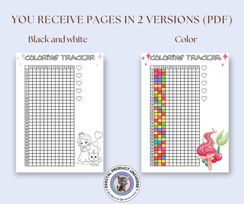 Tracker for Disney Mystery Coloring Lovers, Bulletjournal Printable ...