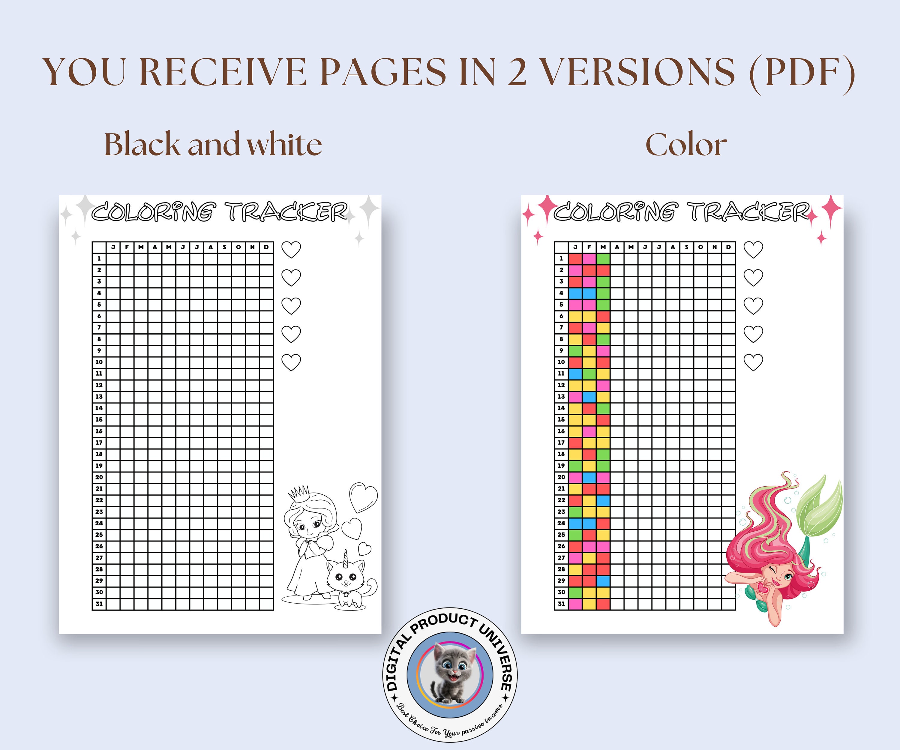Tracker for Disney Mystery Coloring Lovers, Bulletjournal Printable ...