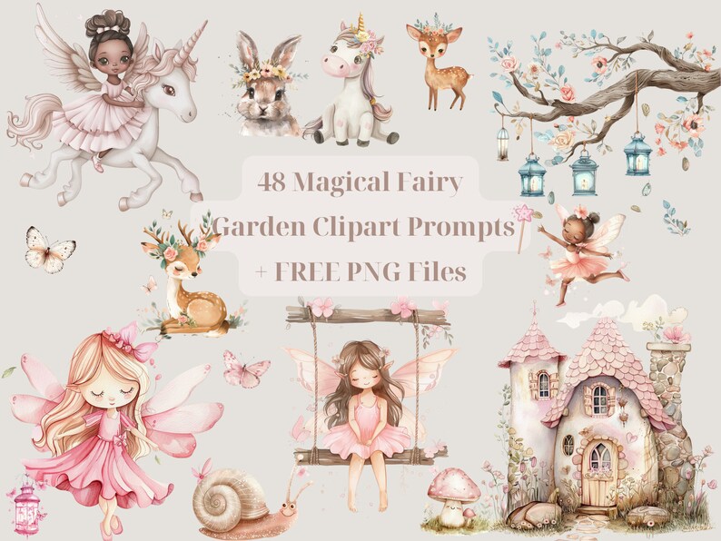 Watercolor Fairy Magical Forest Clipart Cute Fairy Forest Clipart ...