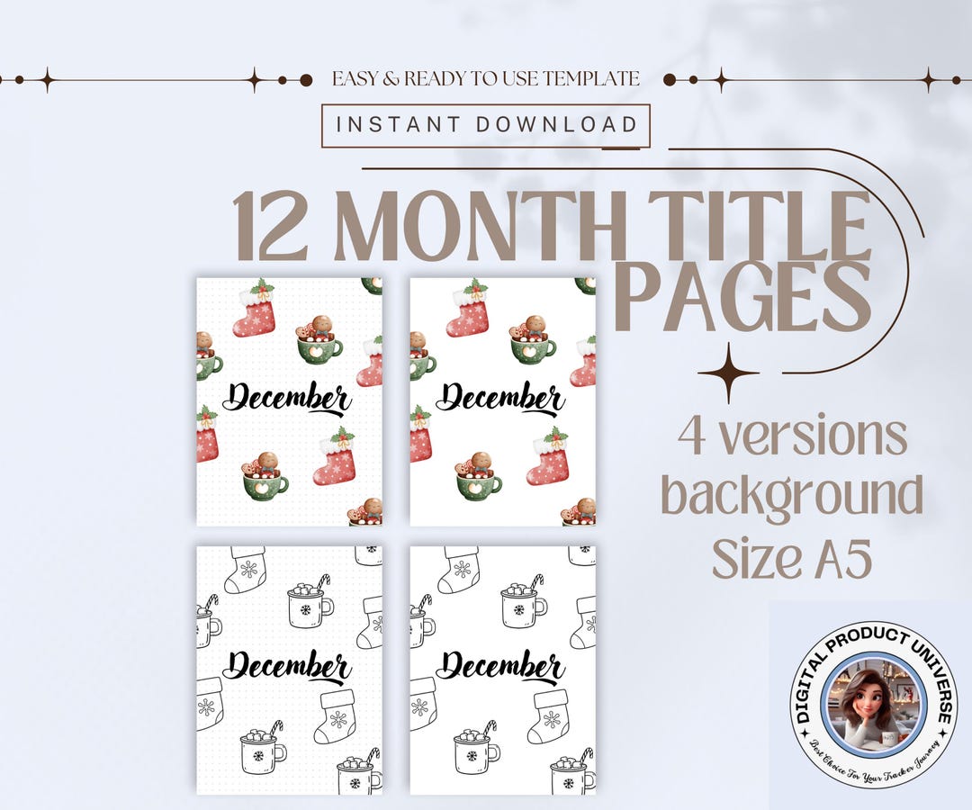 12 Month Title Bullet Journal Pages-twelve Month Cover Bullet Journal ...