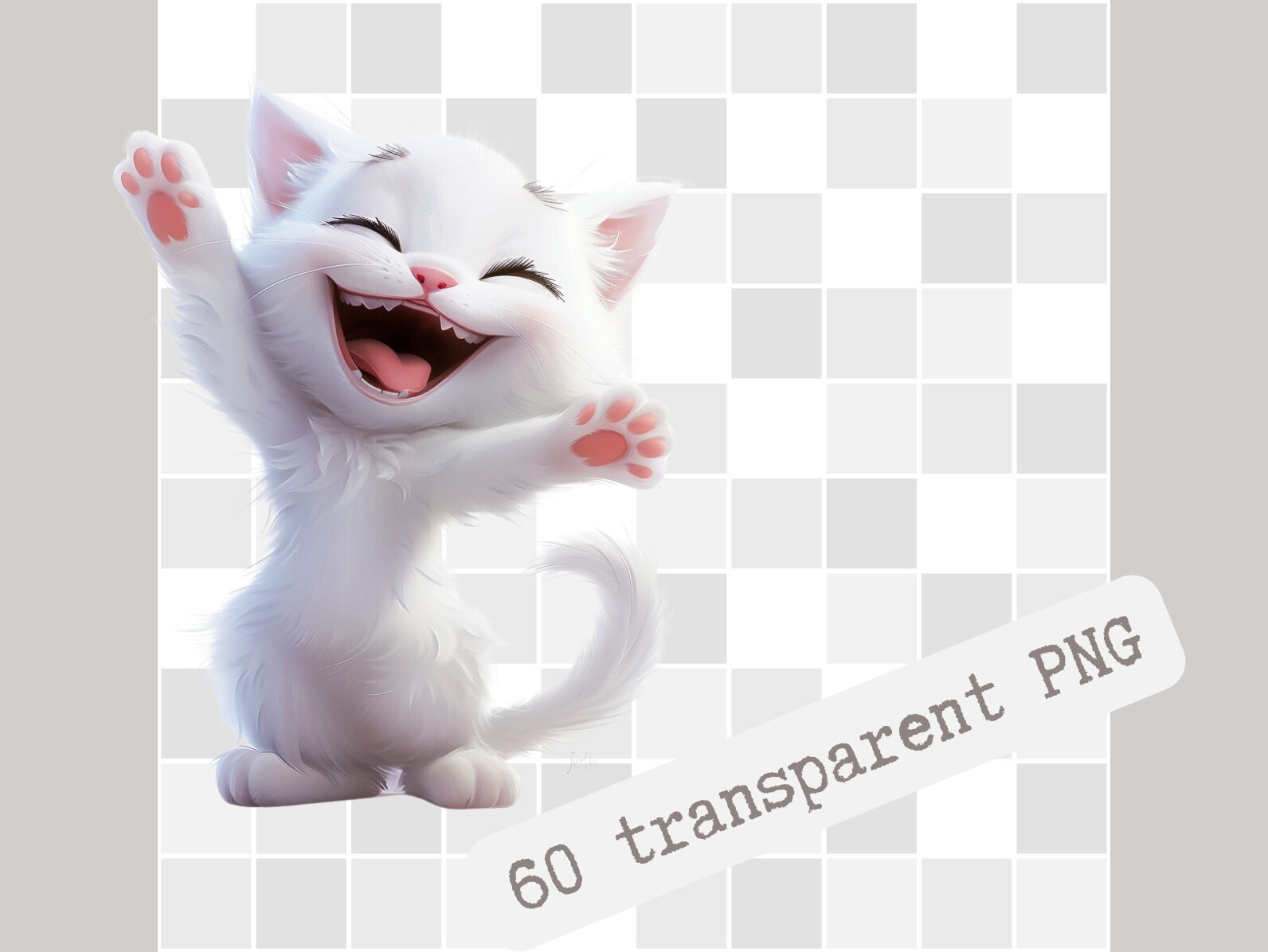 Cute Cat Clipart Bundle, Happy Cats, Cartoon Cat PNG, Funny Kitten ...