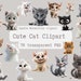 Cute Cat Clipart Bundle, Happy Cats, Cartoon Cat PNG, Funny Kitten ...