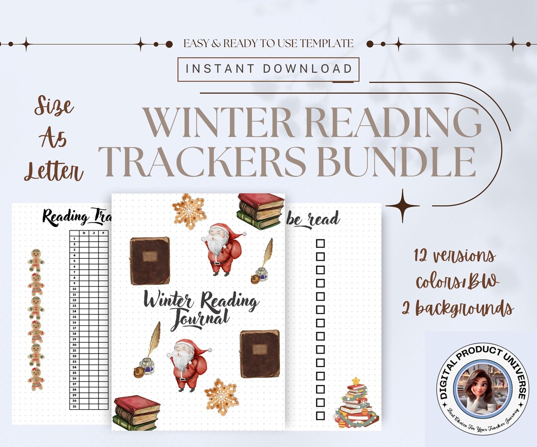 Winter Reading Planner Bundlejournal Pagetrack Reading Goalsseasonal ...
