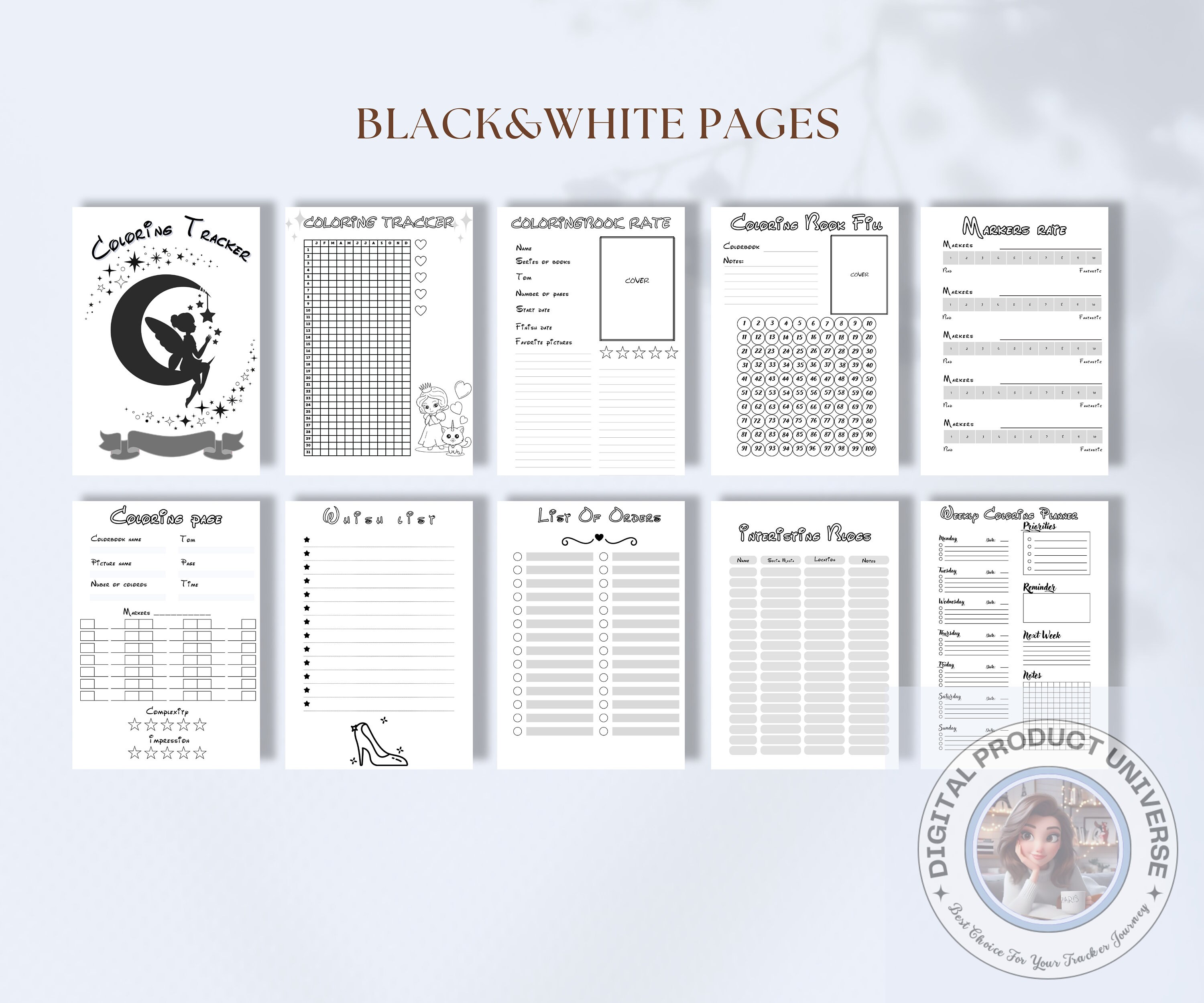 Tracker for Disney Mystery Coloring Lovers, Bulletjournal Printable ...