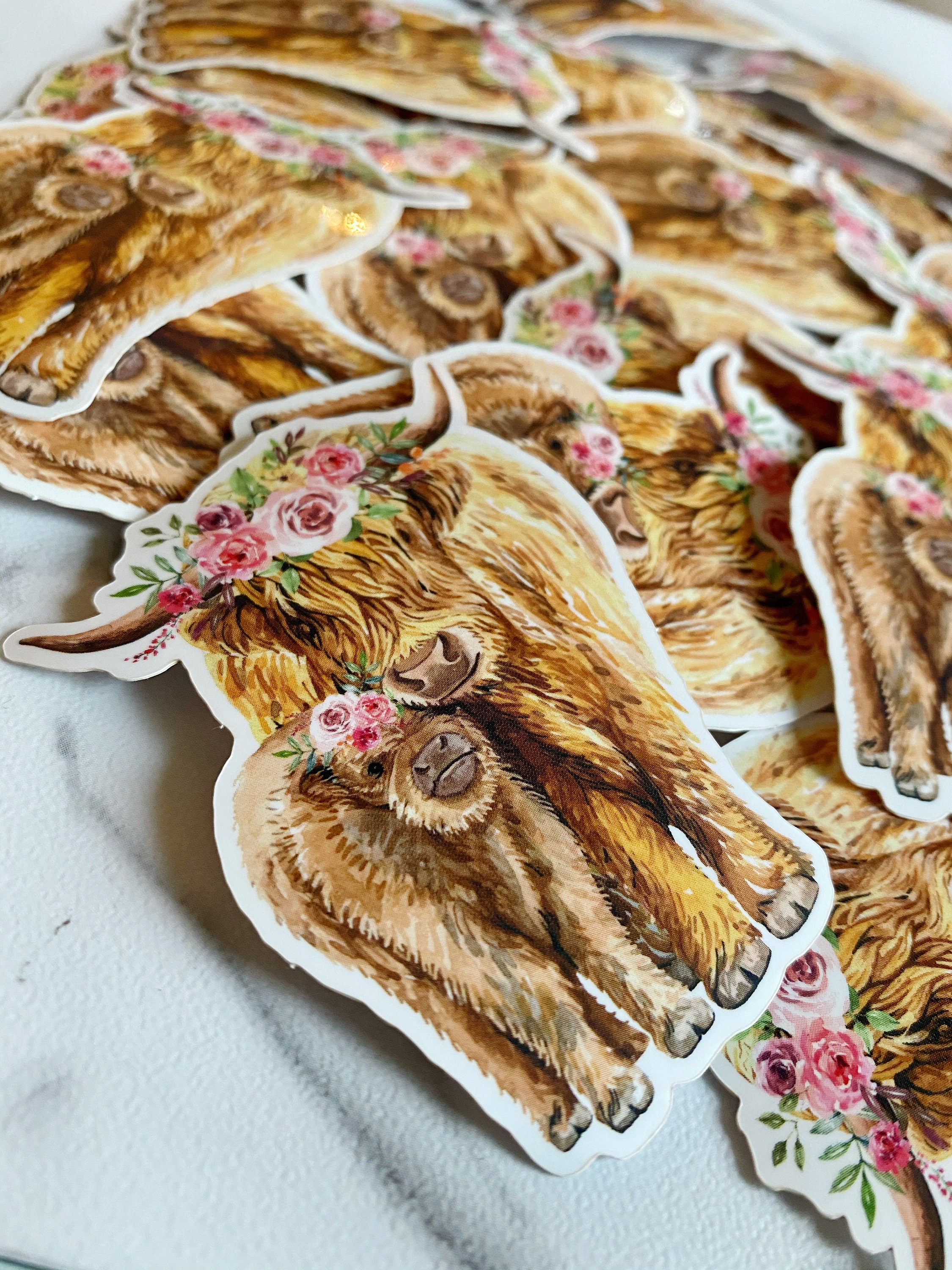 Cow and Calfhighland Cow Stickerhighland Mamawaterproof - Etsy