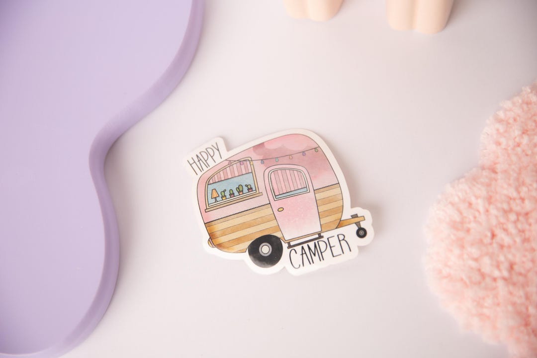 Happy Camper Sticker|waterproof Sticker|car Sticker|water Bottle ...