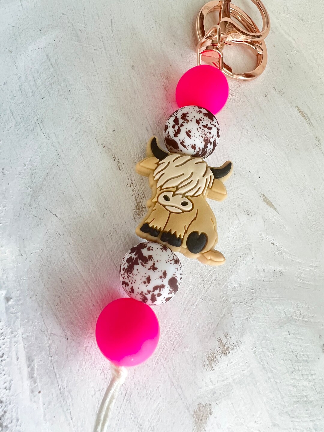 Highland Cow Keychaincow Keychainfarm Keychainsilicone Keychainboho ...