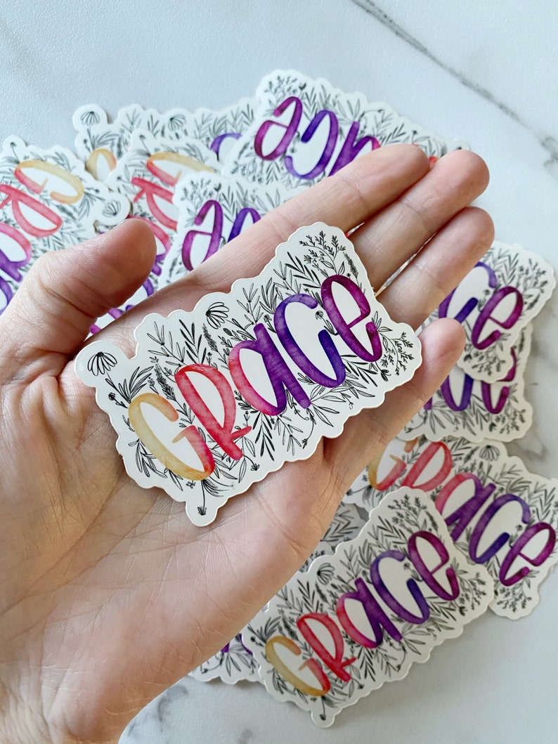Grace Watercolor Stickermotivational Stickerwaterproof | Etsy