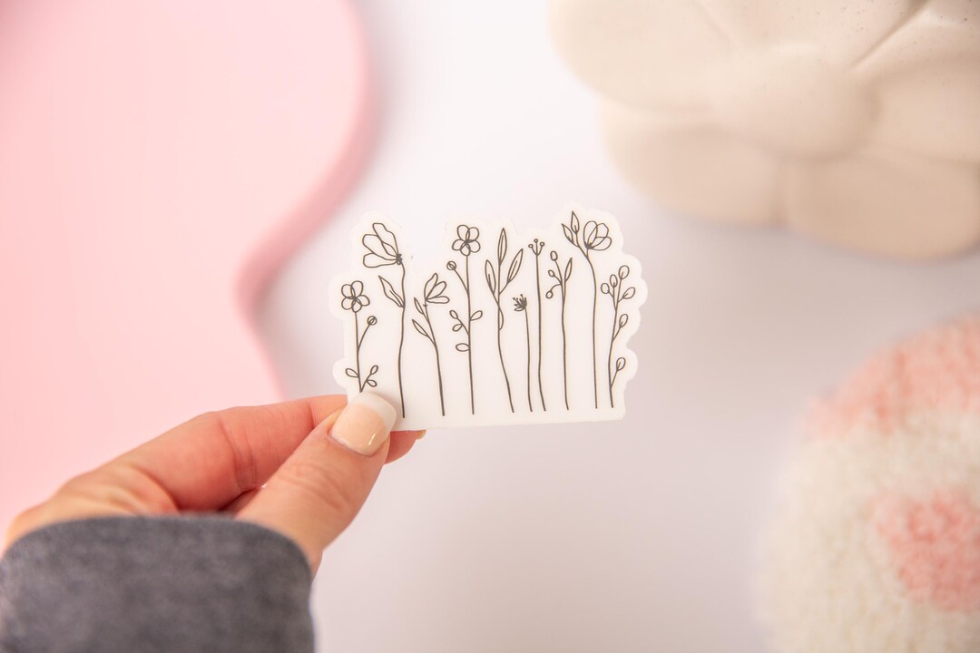 Hand Drawn Floral|plant Sticker|flower Sticker|waterproof Sticker|car ...