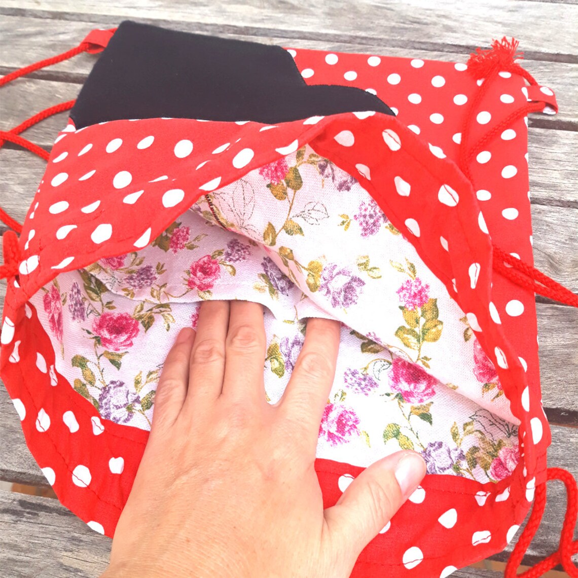 Kids Drawstring Bag Mouse Bag Toddler Toddler Backpack With Lining Red ...