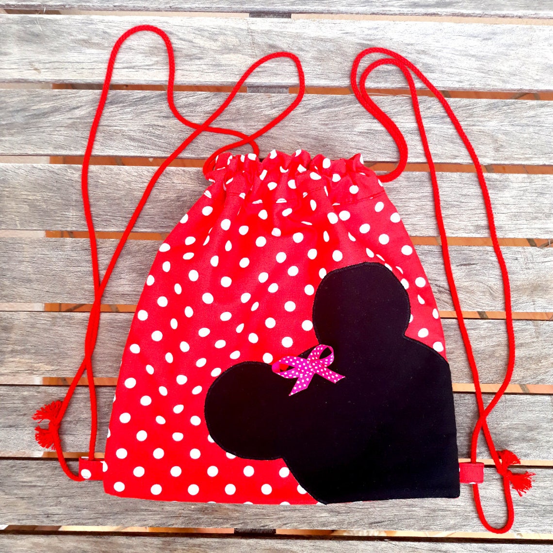Kids Drawstring Bag Mouse Bag Toddler Toddler Backpack With Lining Red ...