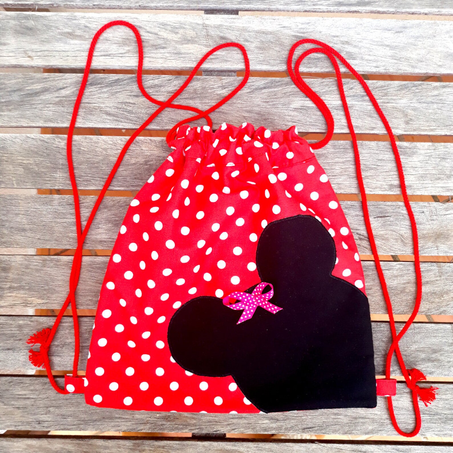 Kids Drawstring Bag Mouse Bag Toddler Toddler Backpack With Lining Red ...