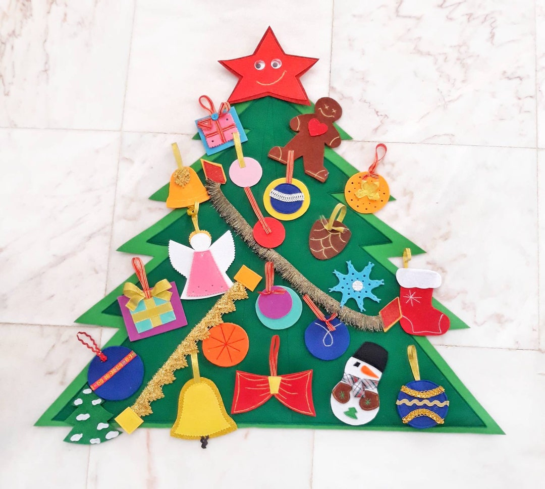 Large Felt Cristmas Tree Set Felt Tree for Kids 24 Christmas Ornaments ...