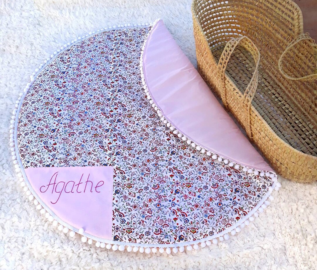 Baby Name Decor Kids Rug Childrens Mat Nursery Room Pompom Mat Round ...
