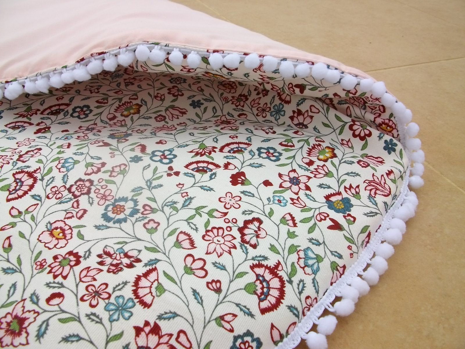 Kids Mat With Pillows Padded Baby Mat Floral Baby Play Mat Baby Rug ...