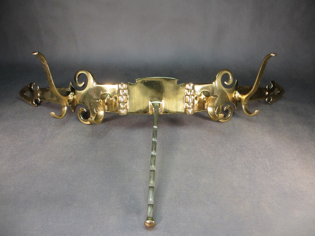 Solid Cast Brass Wall Coat Rack 2.3kg. Vintage Coat Rack Antique Wall ...