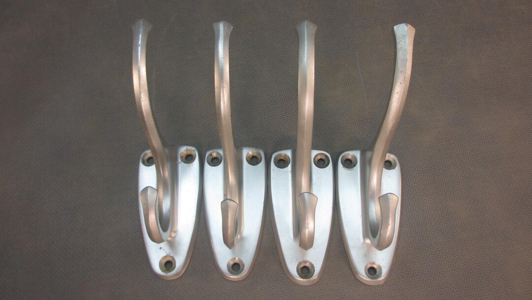 FOUR Art Deco Coat Hooks Antique Bauhaus Coat Hooks Cast Aluminum ...