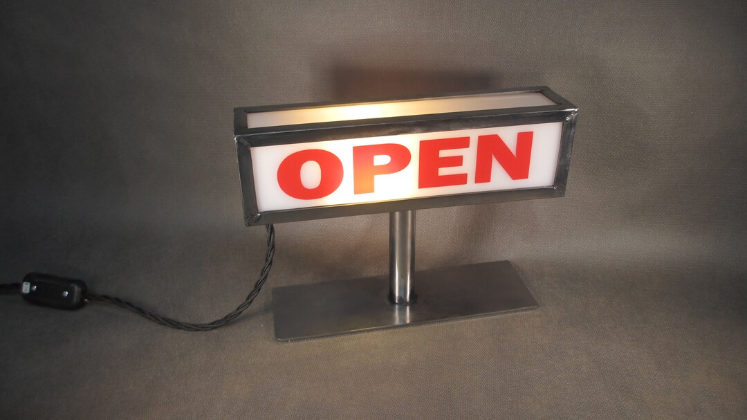 OPEN / CLOSED Double-sided Industrial Design Notice Lamp 100% Metal ...