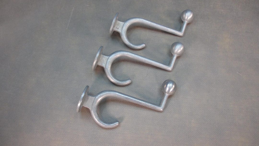THREE Art Deco Coat Hooks Vintage Coat Hooks From 1952 Cast Aluminum ...
