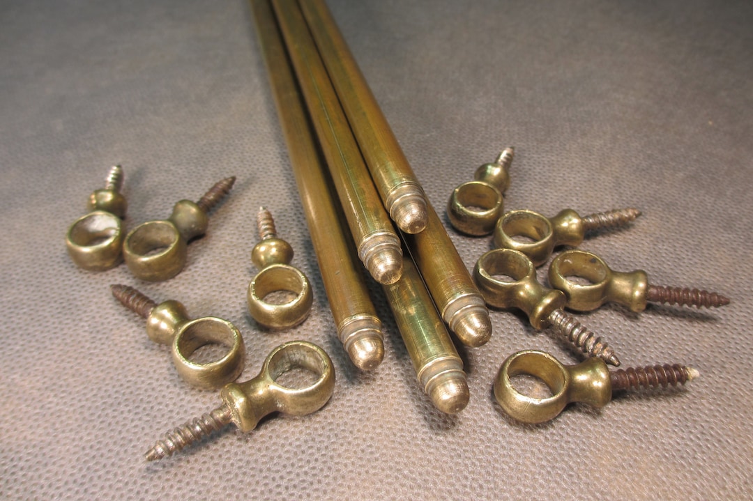 1 of 5 Antique Brass Curtain Rod 80 Cm Vintage Tapestry Rod From 1943 ...
