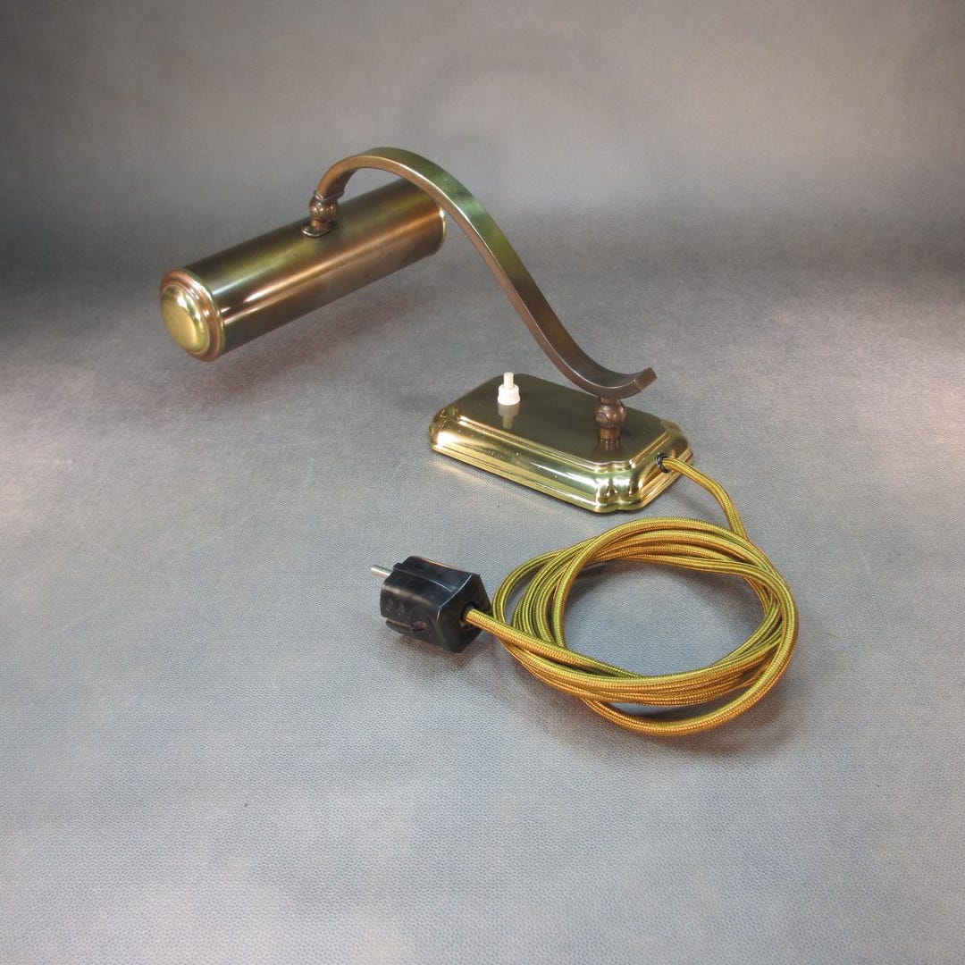Antique Piano Lamp Ca. 1940 Vintage Desk Lamp 1.3 Kg. Retro Brass Table ...