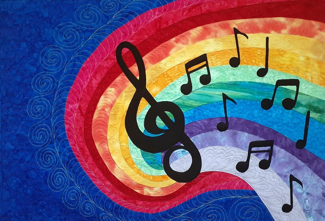 ART QUILT Quilted Wall Hanging Musical Wall Art Room Decor, Fiber Art ...