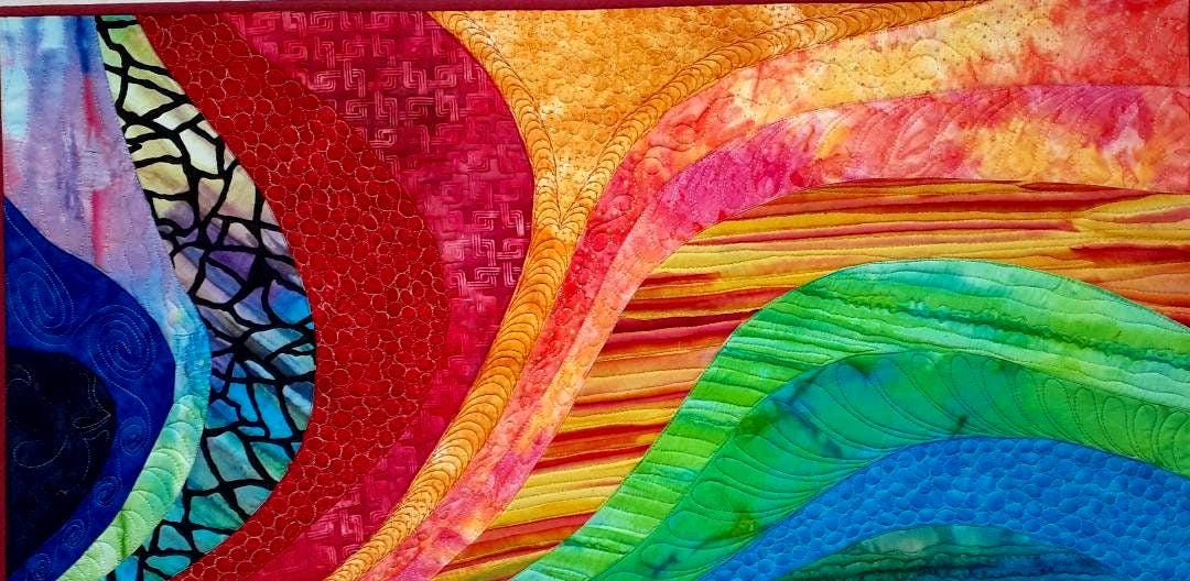 Abstract Art Quilt: Handmade Fiber Art Wall Hanging or Table Runner - Etsy