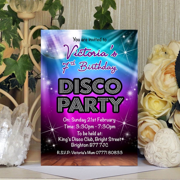 Disco Birthday Party Invitation - Etsy UK