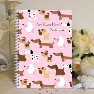 Personalised A5 Notebook Notepad Softbacked Wirebound Dog Themed Pink ...