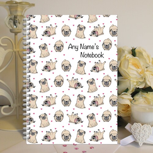 Personalised A5 Notebook Notepad Softbacked Wirebound Pug Dog - Etsy UK