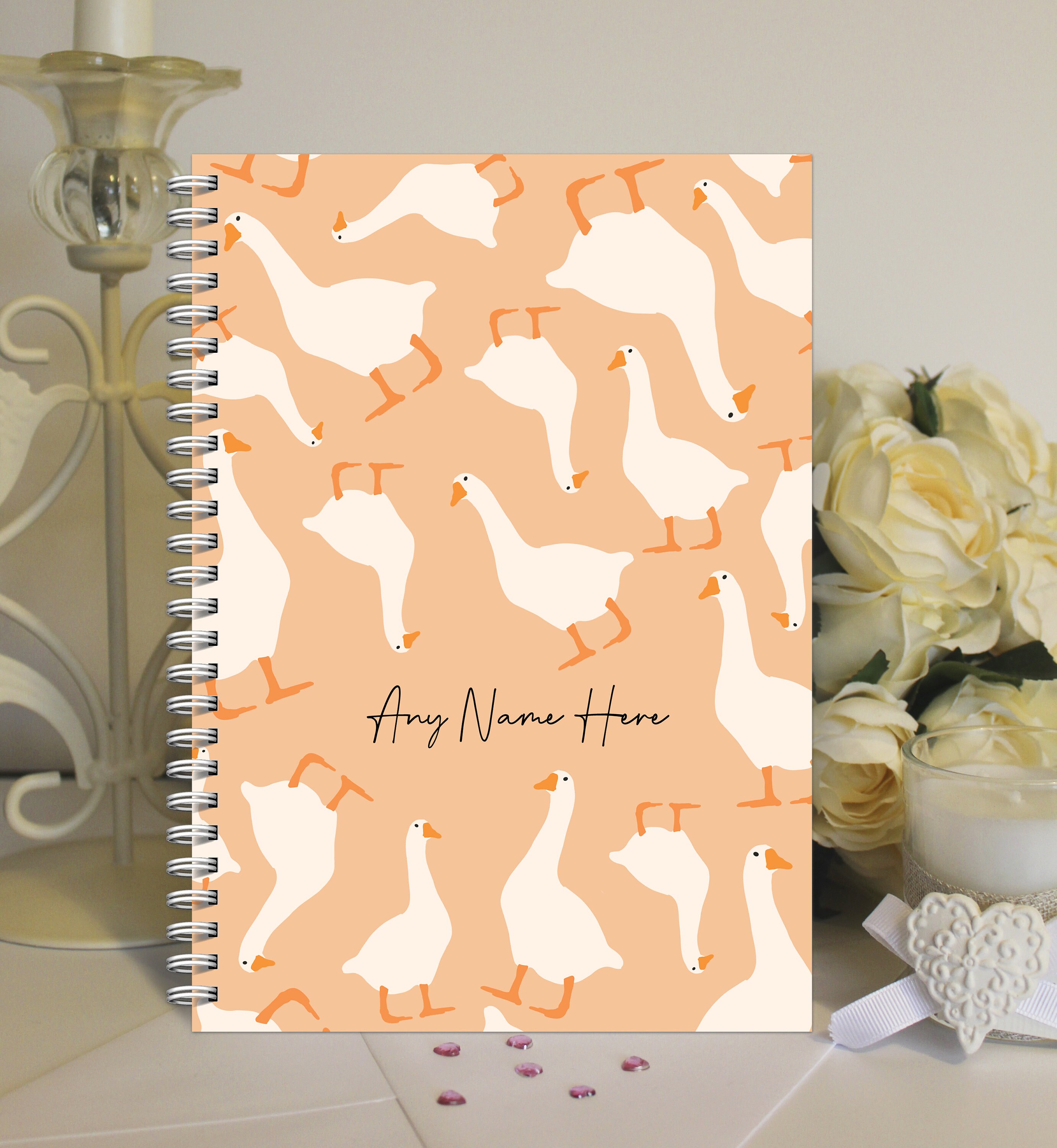 Personalised A5 Notebook Notepad Wirebound Softbacked Goose/duck Design ...