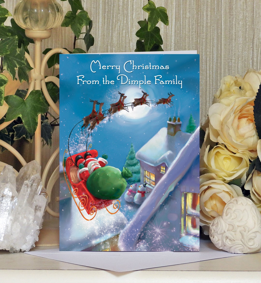 Personalised Christmas Cards Pack of 10 A5 Santa Claus Rooftops - Etsy UK