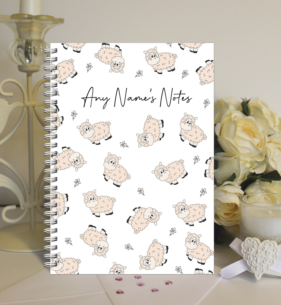 Personalised A5 Notebook Notepad Wirebound Softbacked Sheep Themed ...