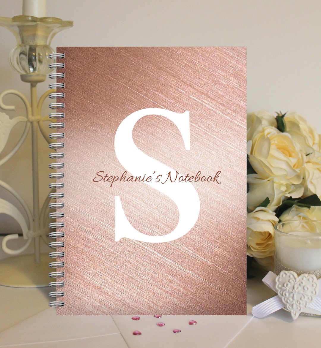 Personalised A5 Notebook Notepad Wirebound Softbacked Rose Gold ...