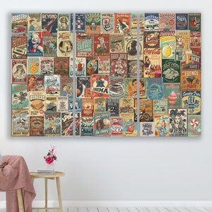 Vintage Collage Canvas Pop Art Wall Art & Decor Home Canvas Pop Art ...