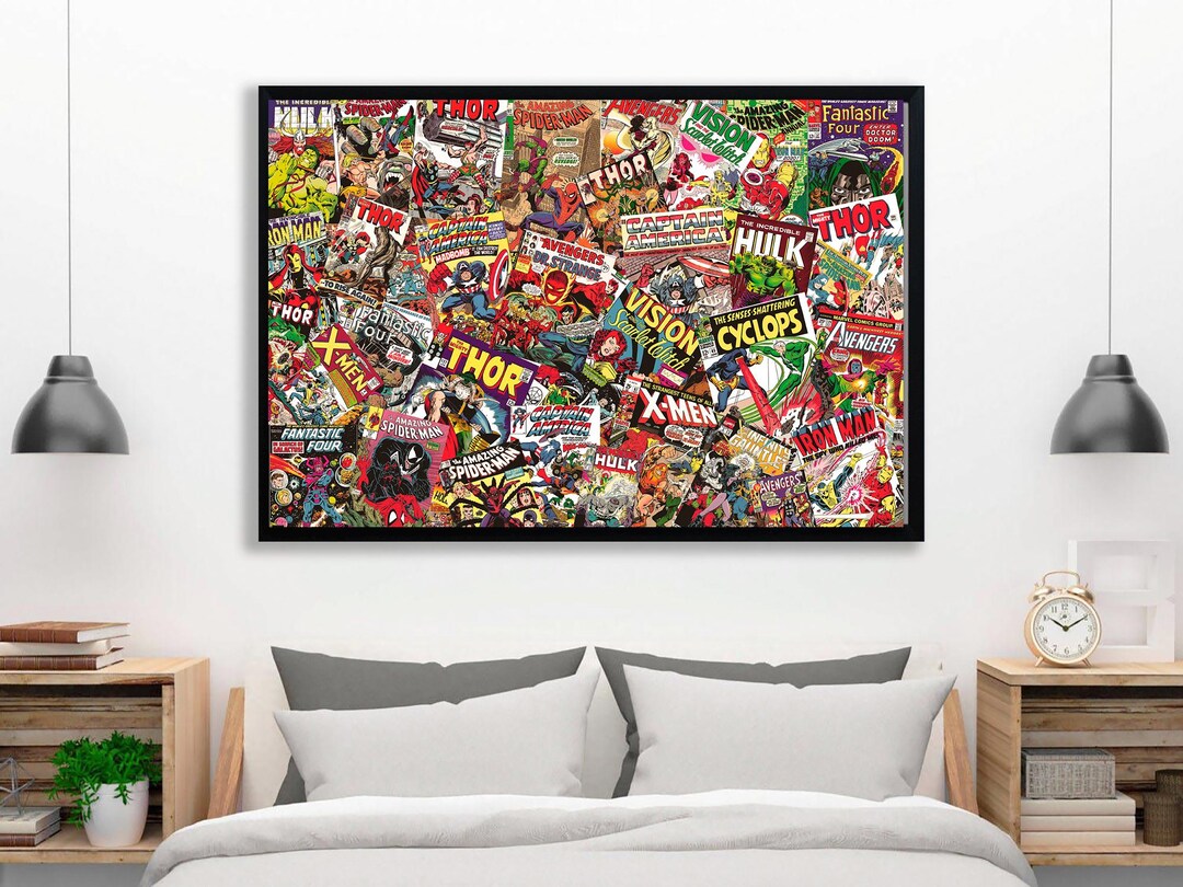 Framed Super Hero Comic Book Canvas Print – Pop Art Collage - Etsy