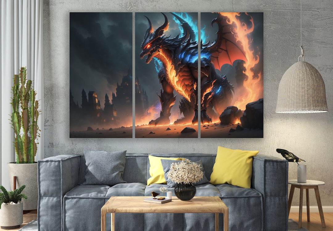Magic and Dragon Canvas & Wall Art Canvas Print Decor Home Fantasy ...